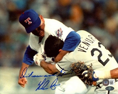 Nolan Ryan Auto 8x10 Photo Rangers Fight v Robin Ventura Dont Mess ...