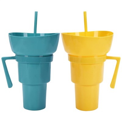 Snack And Drink Combo Cup Cup Bowl Combo With Straw Reusable Spill ...