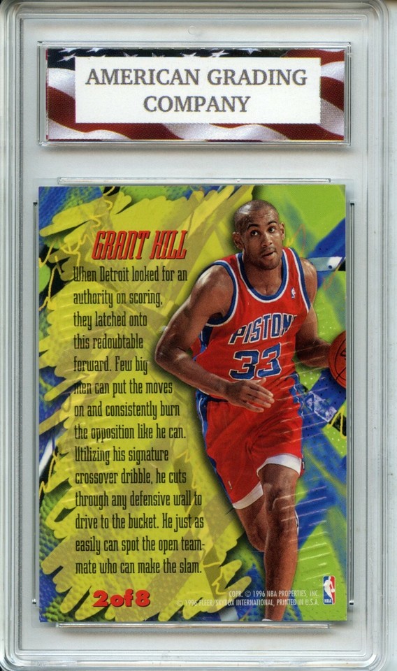 1995 Fleer Metal Scoring Magnet #2 Grant Hill AGC 10 Gem Mint Detroit ...