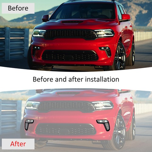 Black Front Fog Light Lamp Cover Trim Frame For Dodge Durango 2015 ...