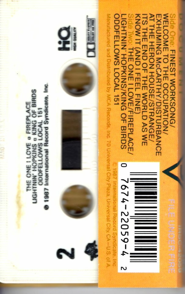 REM No. 5 Document #5 1987 Cassette Tape Album 90s Rock Alt Grunge Pop ...