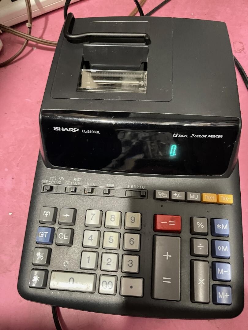 Sharp EL-2196BL Desktop Calculator Large 12 Key Black & Red Printing ...