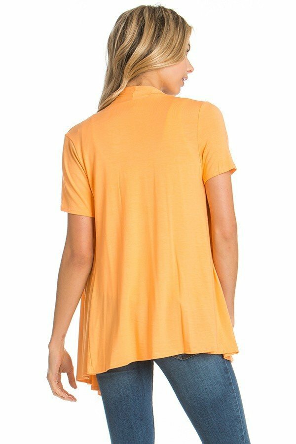 Women's Solid Short Sleeve Cardigan Open Front Wrap Vest Top Plus USA ...