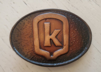 Vintage 1983 Oval Brown Leather Monogram Letter K Belt Buckle | eBay