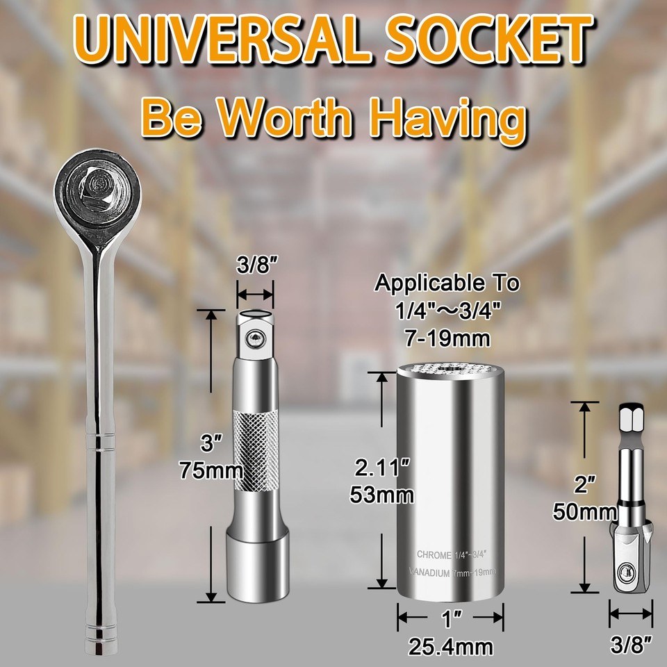 Universal Socket Wrench Tool set 7-19mm Multi-Function Professional ...