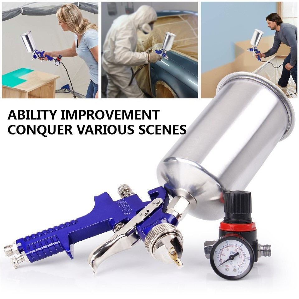 1.4MM 1.7 2.5MM Nozzle HVLP Auto Paint Air Spray Gun Kit Gravity Feed ...