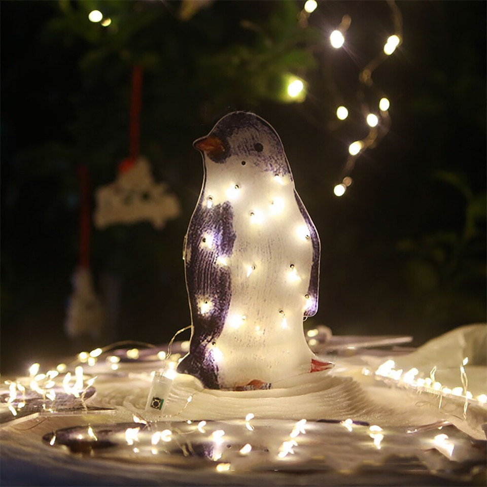 3PCS LED Light Up Acrylic Penguins Decor For Christmas Yard Outdoor ...
