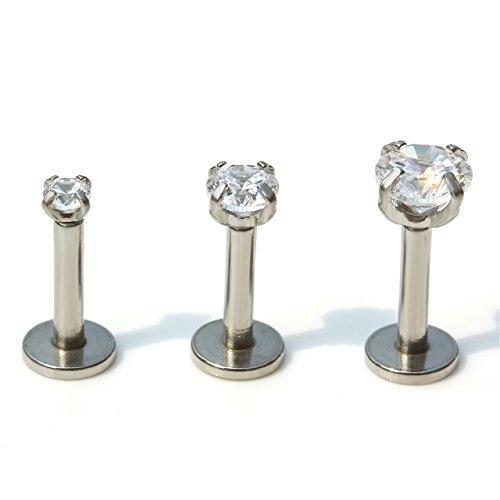 4mm-19mm Long Short Bar Gem Helix Tragus Earing Labret Cheek Internally ...