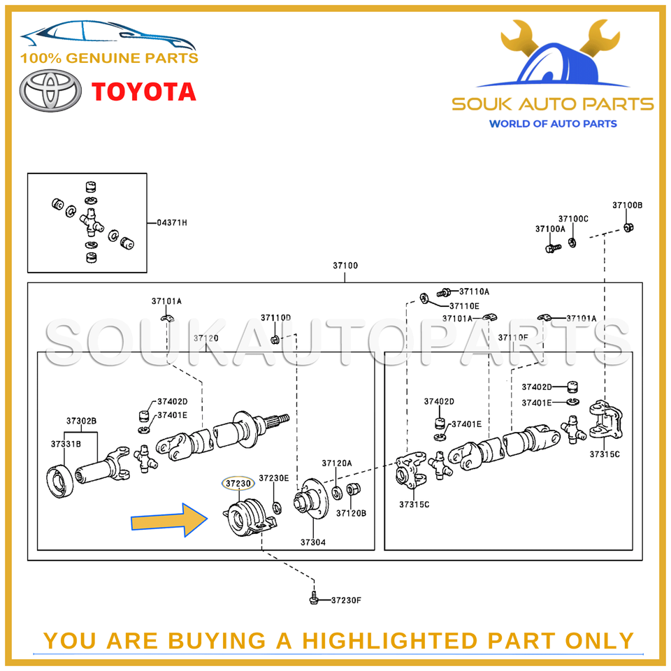 37230-35120 Genuine Toyota BEARING ASSY, CENTER SUPPORT, NO.1 | eBay