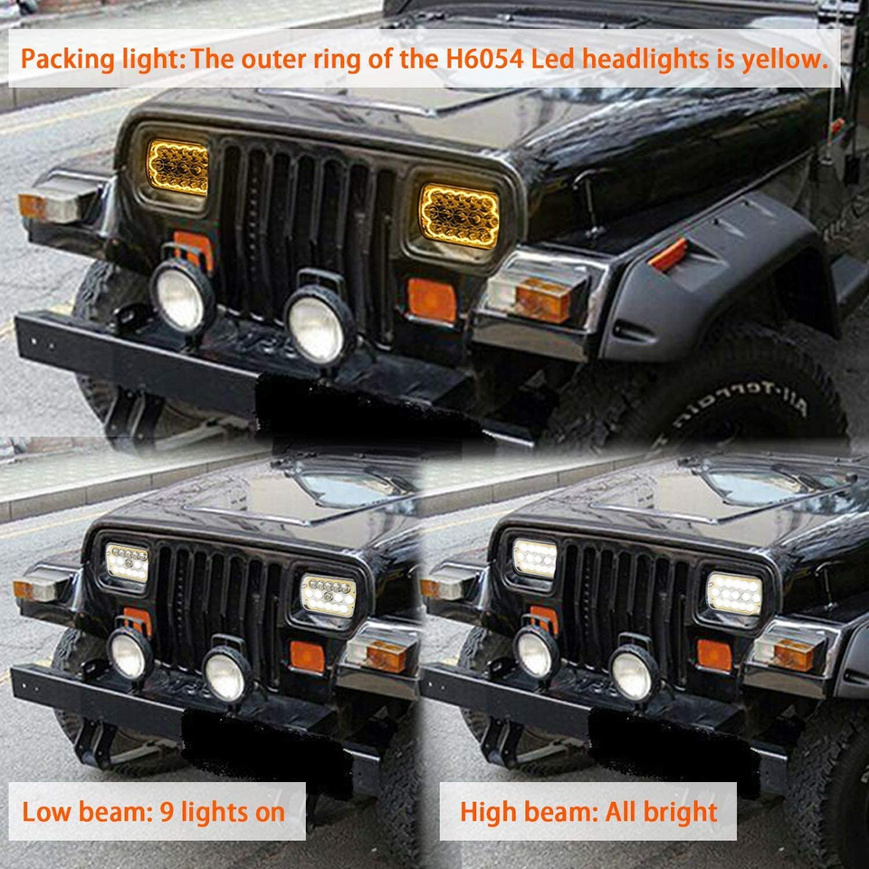 7x6 5x7" LED Square Headlight For Chevy Truck Car DRL Head Lamp White ...