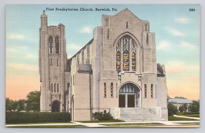 First Presbyterian Church Berwick Pennsylvania Linen Postcard No 3026 ...
