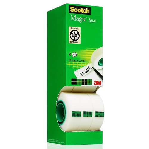Scotch Magic Cellotape Invisible Adhesive Tape 19mm x 33m Pack of 8 ...