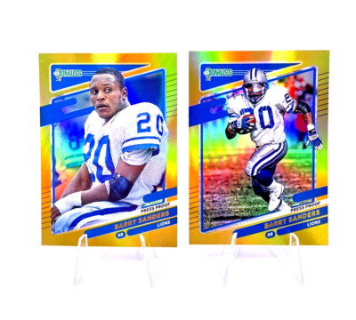 Barry Sanders Set 2021 Panini Donruss Gold Press Proof Holo Card Helmet ...
