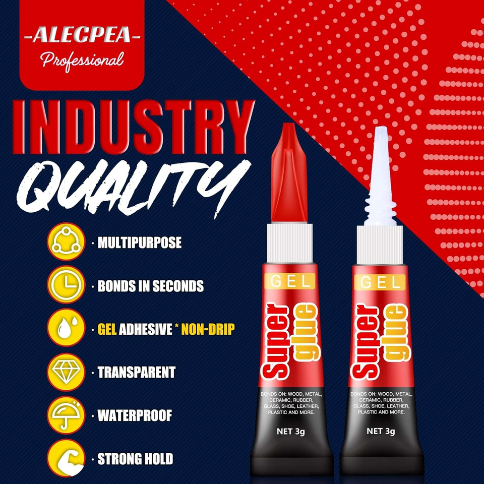 3 Gram (Pack of 12) Single Use Super Glue Gel, Super Fast, Thick ...