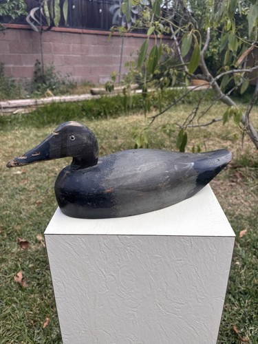 Antique Carved Duck Decoy Working Duck Wood Decoy Black Gray Primitive ...