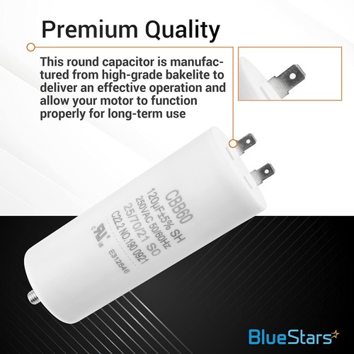 BlueStars 120 uf/MFD/Microfarad 250 VAC Volts CBB60 50Hz/60Hz Run ...
