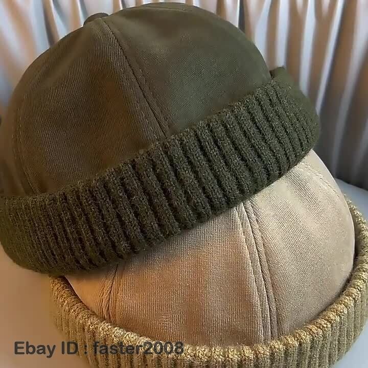 Men Skullcap Sailor Hat Beanie Rolled Knit Cuff Hat Short Fisherman ...