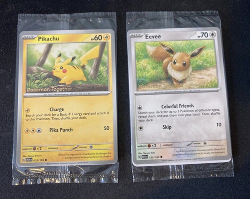 Pikachu Eevee 025/165 133/165 Pokémon Together 151 Poke Post Card Promo ...