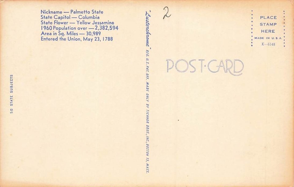 Postcard Map Greetings from South Carolina NH1 | eBay