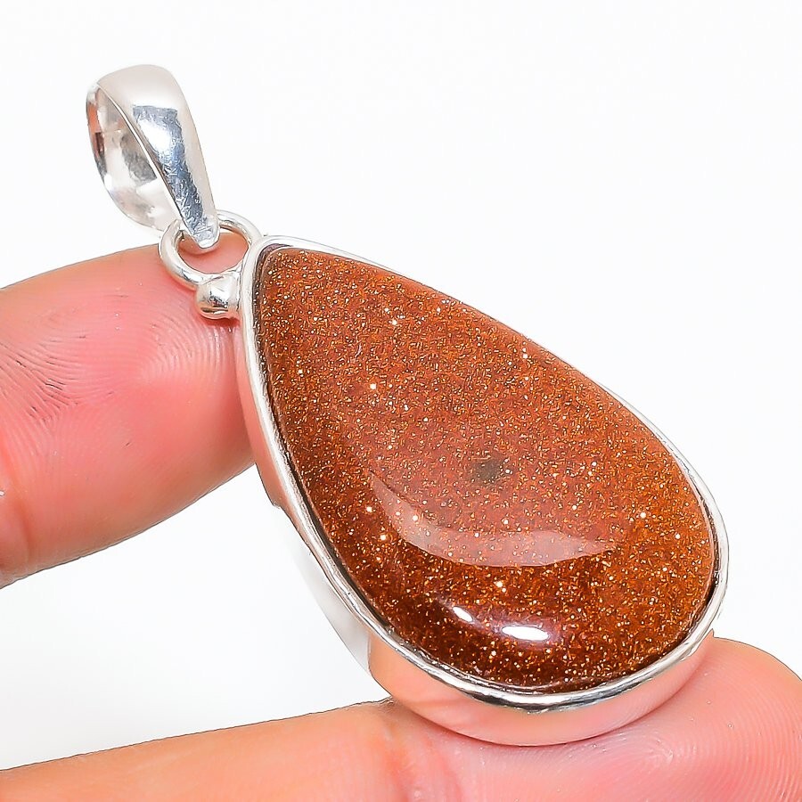 Red Sunstone Gemstone Handmade 925 Sterling Silver Jewelry Pendant Size ...