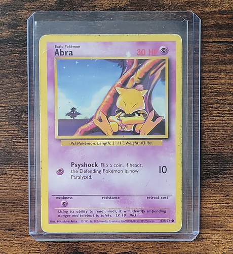 Abra Pokemon Card 43/102 Base Set Common Team Rocket WOTC Non Holo Good ...