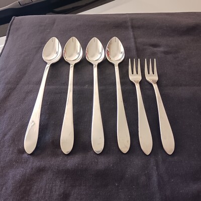 Retroneu "Kent" 4 Iced Tea Spoons 7 1/2" and 2 Cocktail/Seafood Forks 5 ...