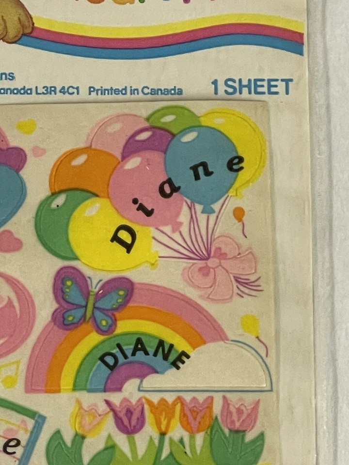 Vintage Sandylion One Sheet of Stickers 1988 Namedroppers Diane NOS | eBay