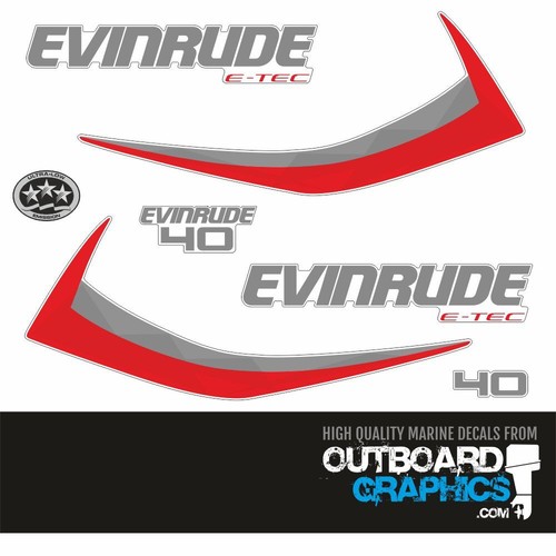 Evinrude 40hp ETEC 2015 outboard engine decals/sticker kit - white cowl ...