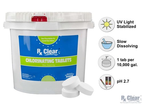 Rx Clear 3" Inch 7 oz. Stabilized Chlorine Swimming Pool Tablets ...