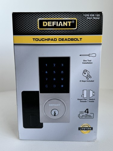 Defiant Square Electronic Entry Door Touchpad Deadbolt Lock in Satin ...