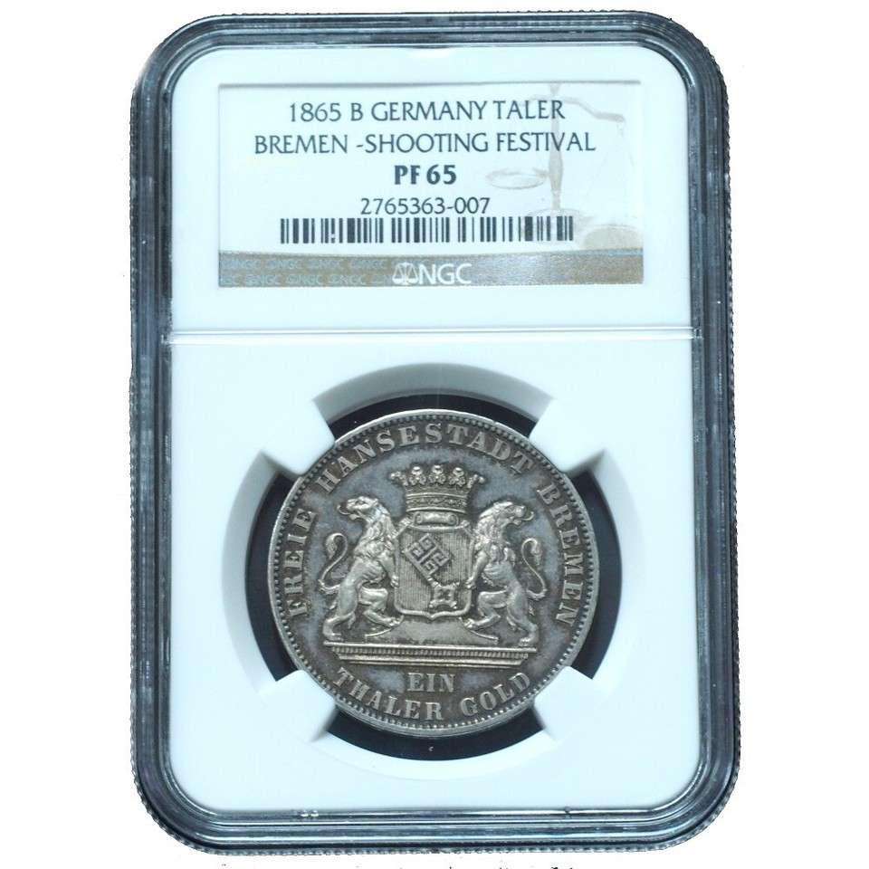 Proof 1865-B Germany Taler Bremen Shooting Festival PF65 NGC - Very ...