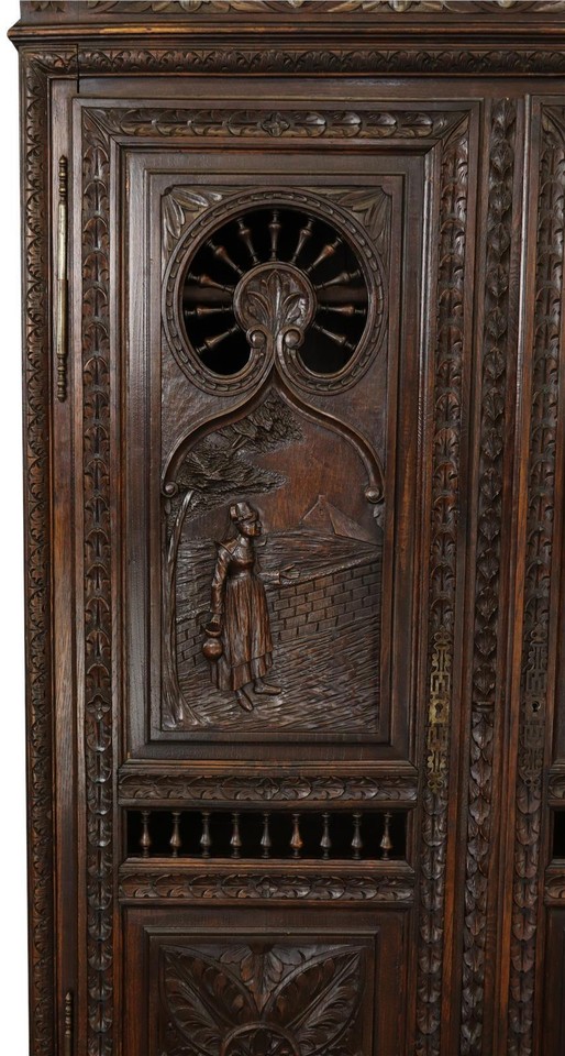 Antique French Brittany Carved Chestnut Armoire | eBay