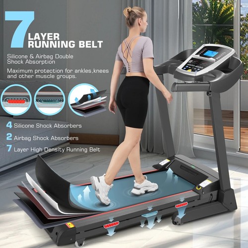 7 Layer Running Belt Treadmill Machine 3.25HP Power Foadble Incline ...