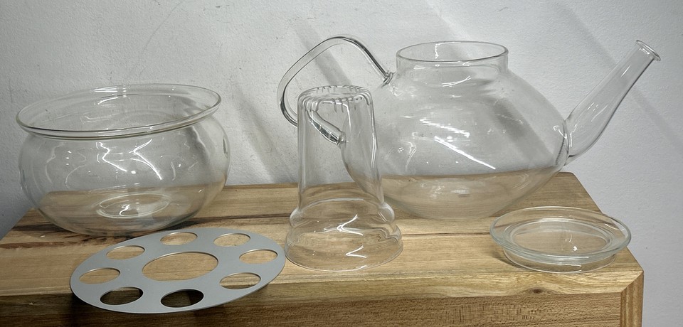 Schott Mainz “Jena Glass” Glass Teapot With Infuser And Warmer-Vintage ...