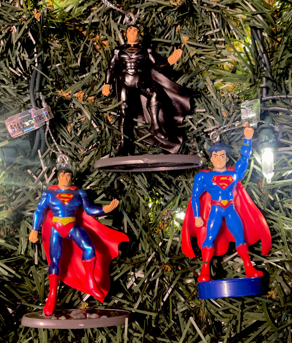 3ct 2025 Superman (Classic & Black Suit) Christmas Tree Ornaments DC ...