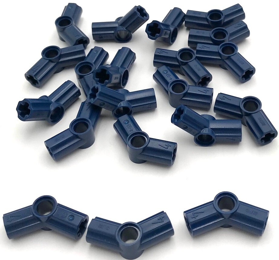 Lego 20 New Dark Blue Technics Axles and Pin Connectors Angled #4 Parts ...