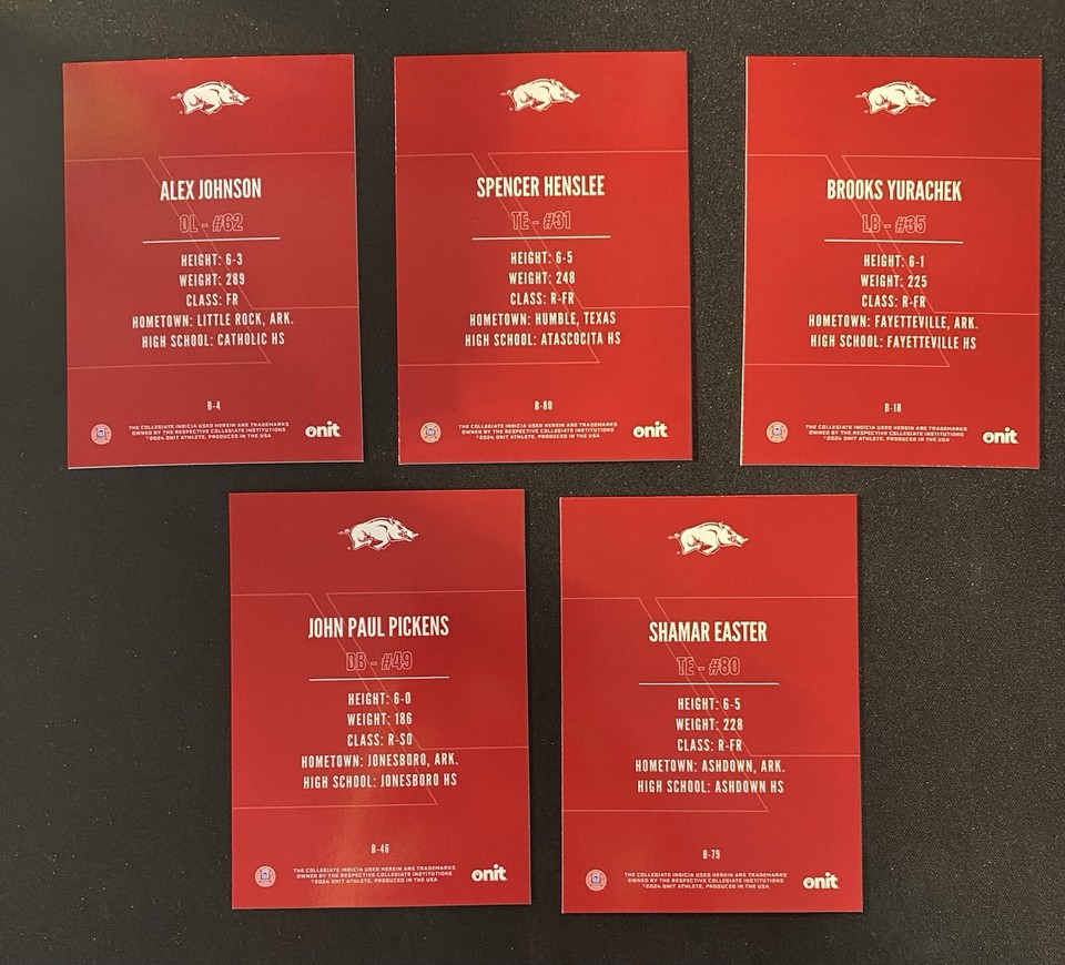 2024 Onit Athlete Football Arkansas Razorbacks Rookie YOU PICK | eBay