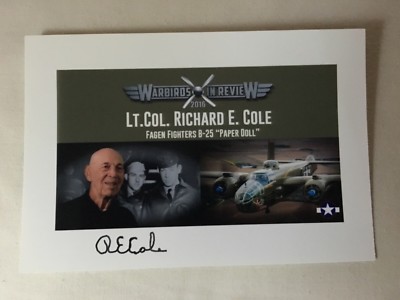 Lt Col Richard E Cole DEC’D AUTOGRAPHED 4x6 Photo w/COA Doolittle ...