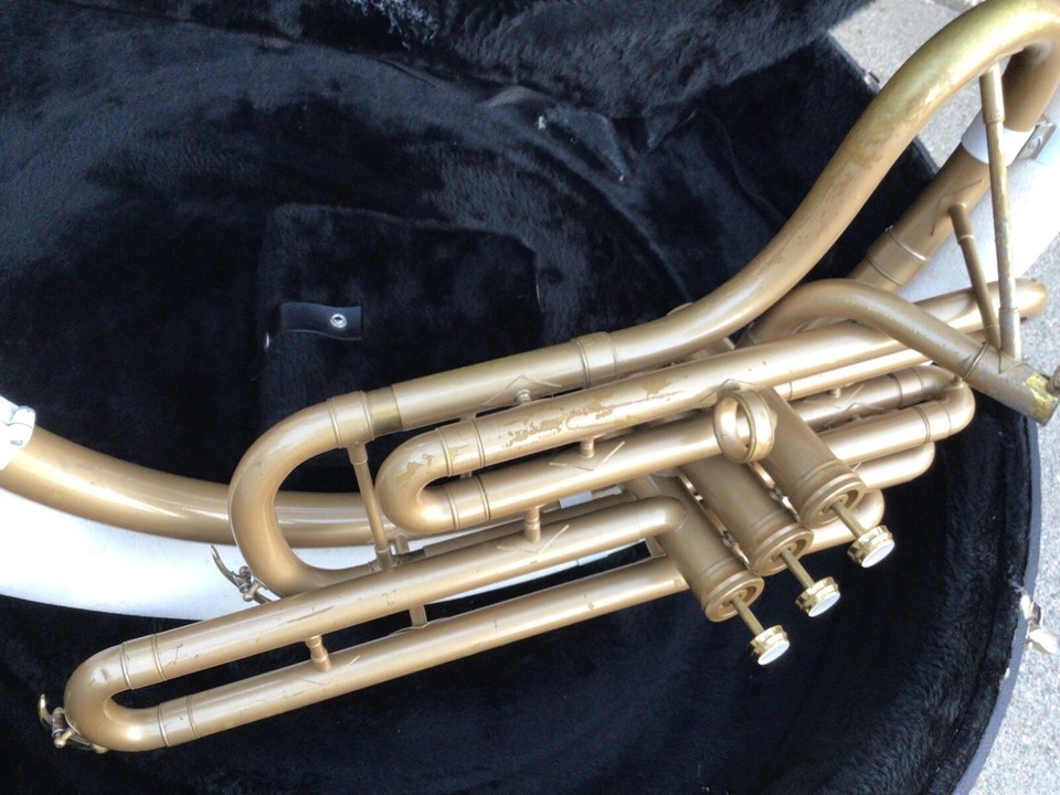 Vintage SOUSAPHONE 3 VALVE TUBA Huge Horn Musical Instrument White ...