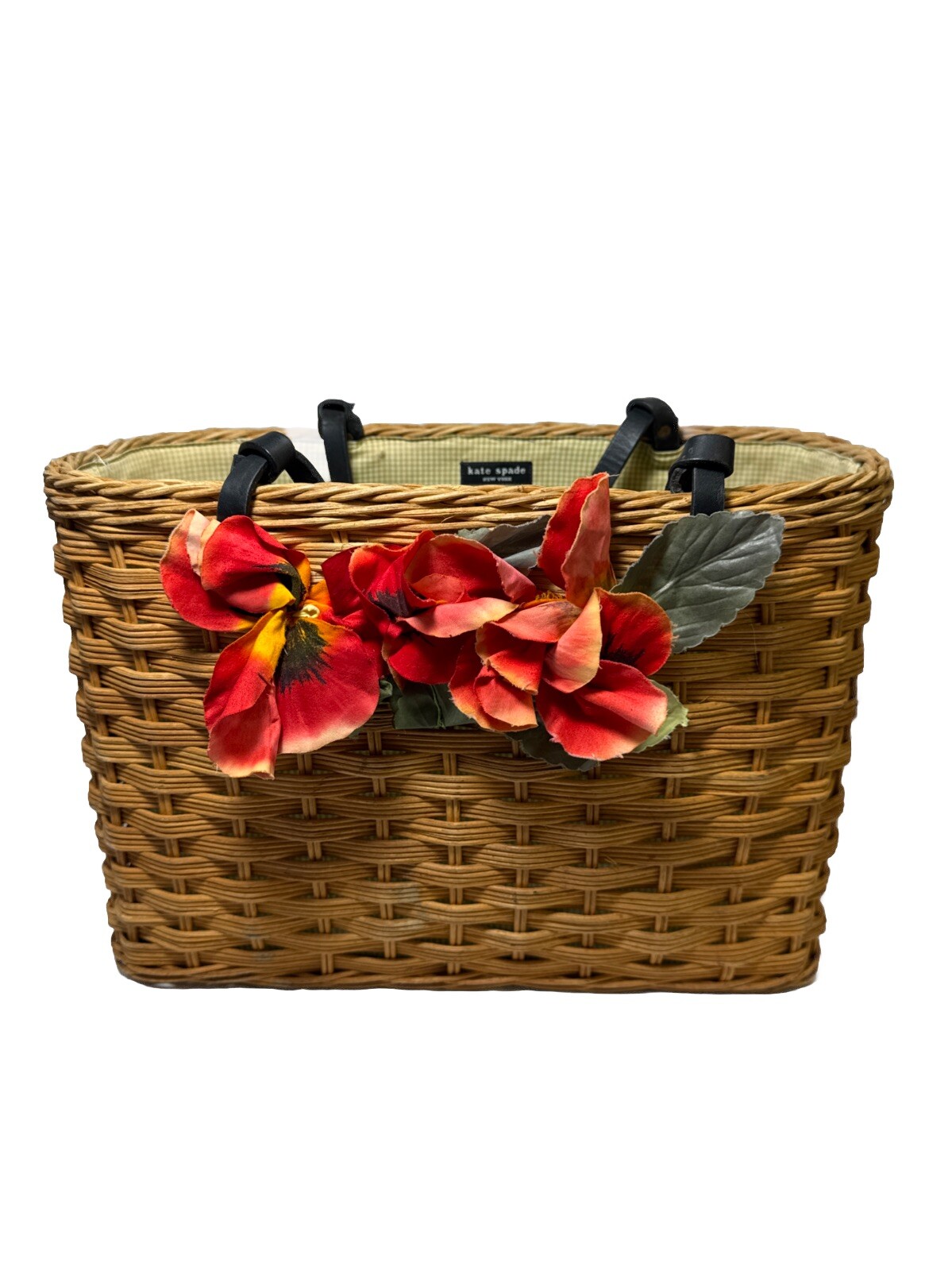 Kate spade New york basket bag Green Plaid handle lea… - Gem