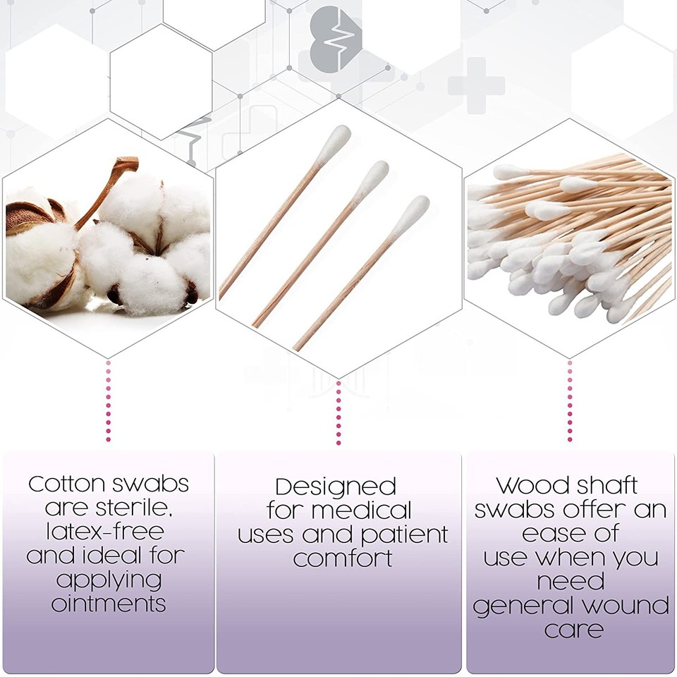 Dukal Cotton Tipped Applicators 6 inch. Pack of 1000 Swabsticks. Wood ...
