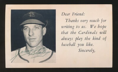 1950's St. Louis Cardinals Team Issue -JERRY STALEY *Autographed* d ...
