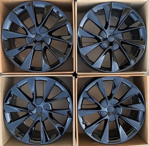 21" TESLA MODEL S GLOSS BLACK TWIN TURBINE P100D 100D WHEELS RIMS ...