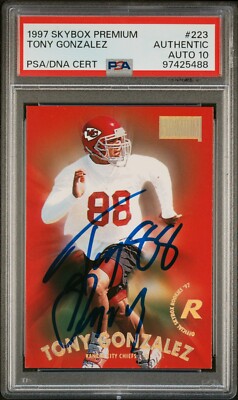 Tony Gonzalez 1997 Skybox Premium Signed Rookie Card #223 Auto PSA 10 ...