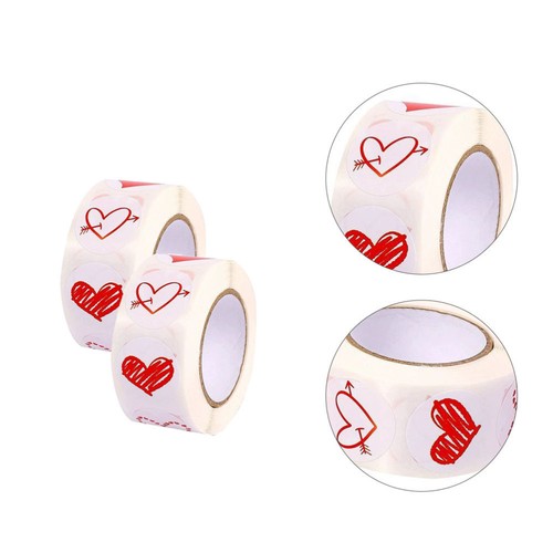 2 Rolls Autocollant Coeur D'étiquette De Saint Valentin Autocollants | eBay