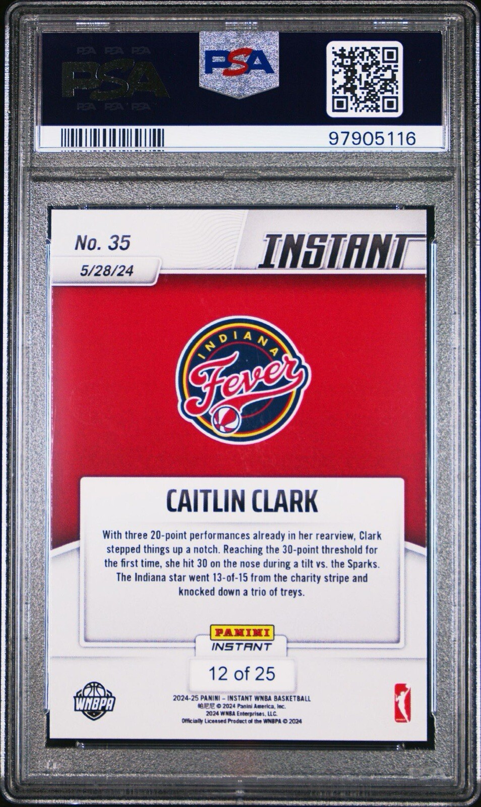 PSA 10 GEM MINT JUNGLE /25 SSP CAITLIN CLARK 2024 PANINI INSTANT WNBA ...