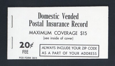 US BOB STAMPS SC#QI2 20¢ PARCEL POST INSURANCE STAMP RED MR ZIP MNH OG ...