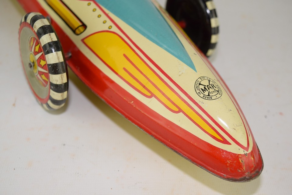 1940'S~MARX TOYS~MECHANICAL SPEED RACER~TIN LITHO WIND UP INDY RACE CAR ...