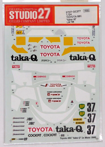 Decal Studio27 Toyota 88C taka-Q Le Mans 1988 #37 1:24 DC377 Racing Car ...