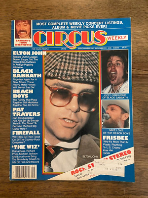 November 21 1978 Circus Magazine Elton John Pat Travers Poster BLACK ...